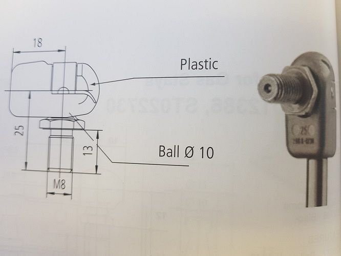 END FITTING - GAS STAY | Brackets and End Fittings | NZ Parts Online Ltd